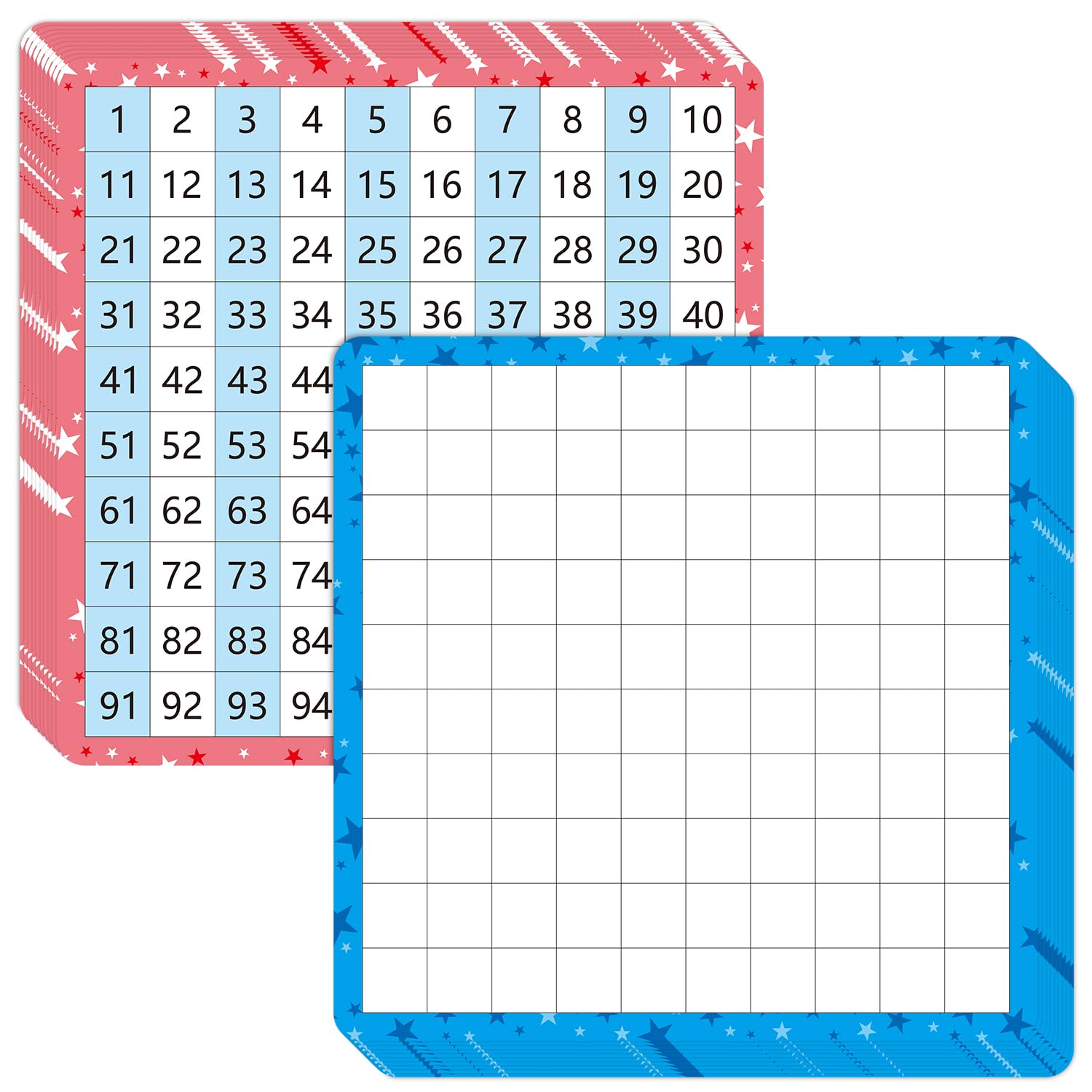 Snapklik.com : 10 Pack Dry Erase Math Hundred Board Card Laminated ...