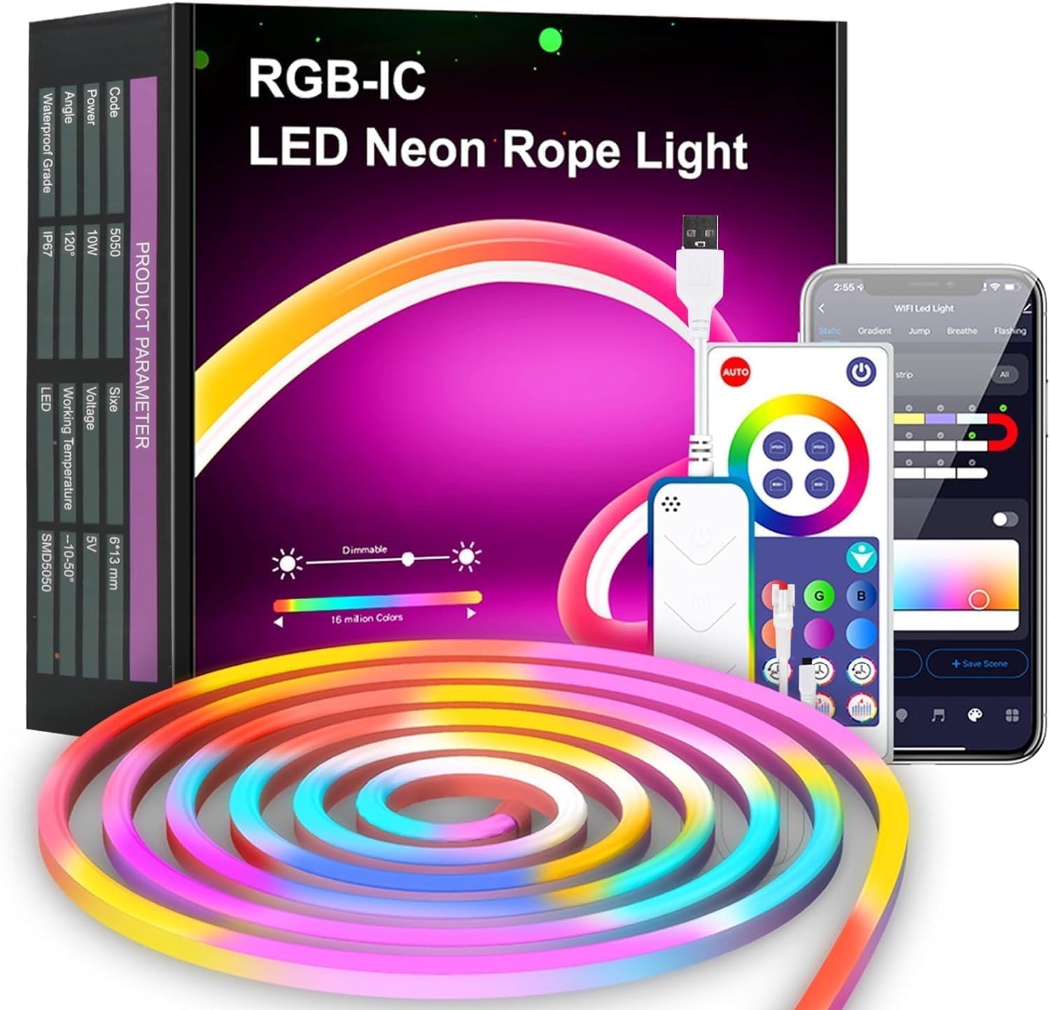 Buy Errol RGB neon Light Strip with Mobile App and Remote Controlled ...