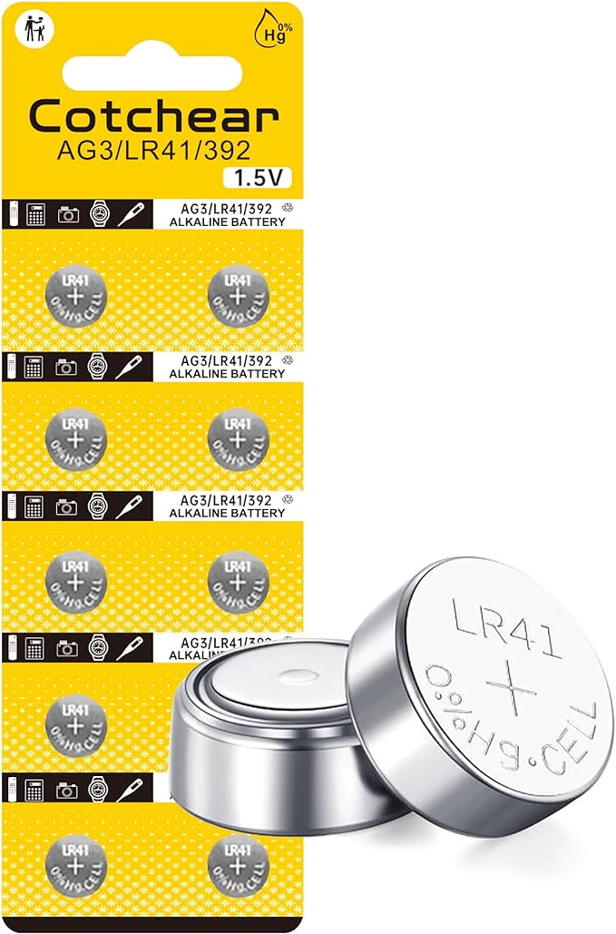Cotchear 10pcs AG3 LR41 Battery 392 384 192 SR41SW CX41 L736 Batteries ...