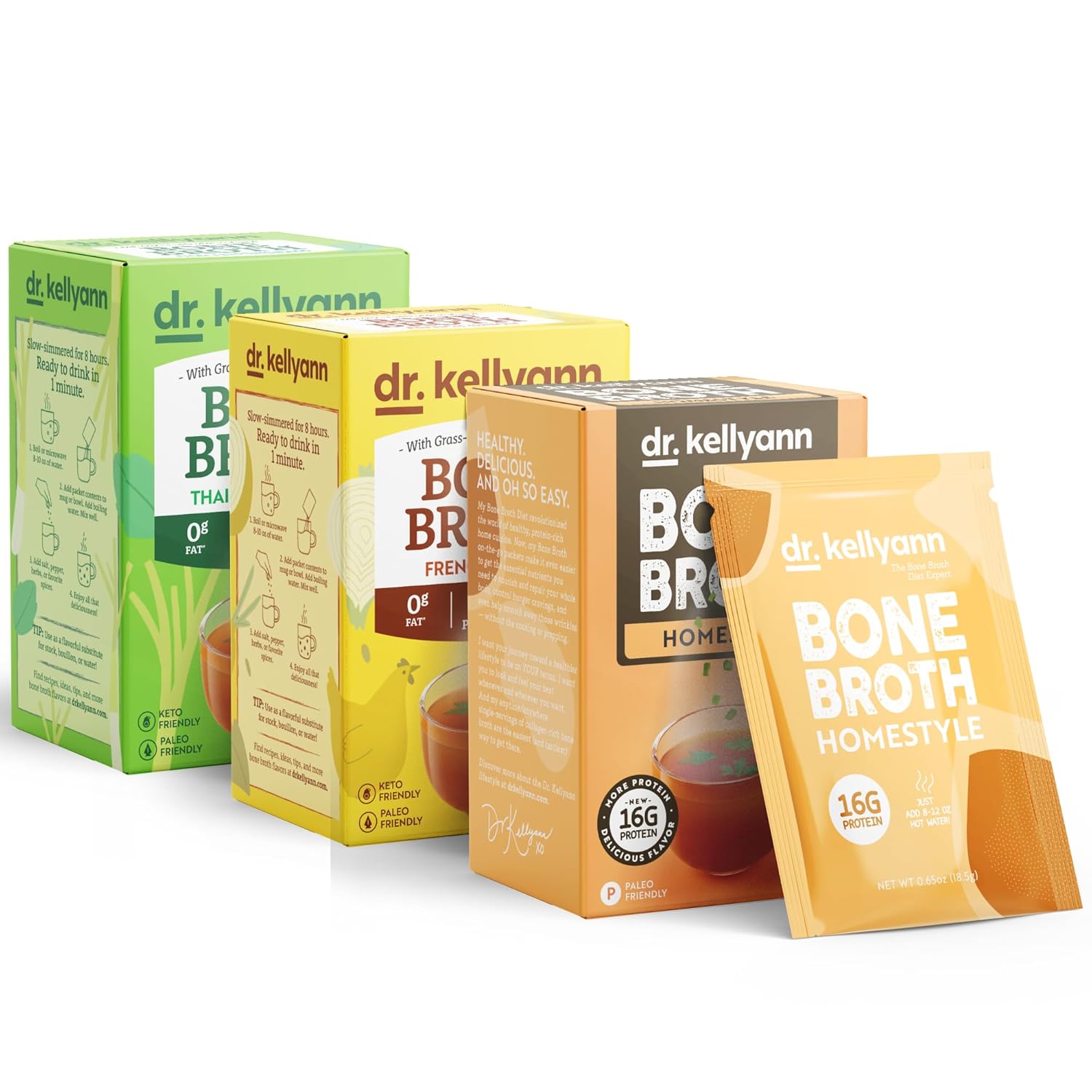 Amazon.com : Dr. Kellyann Bone Broth Collagen Powder Packets Variety ...