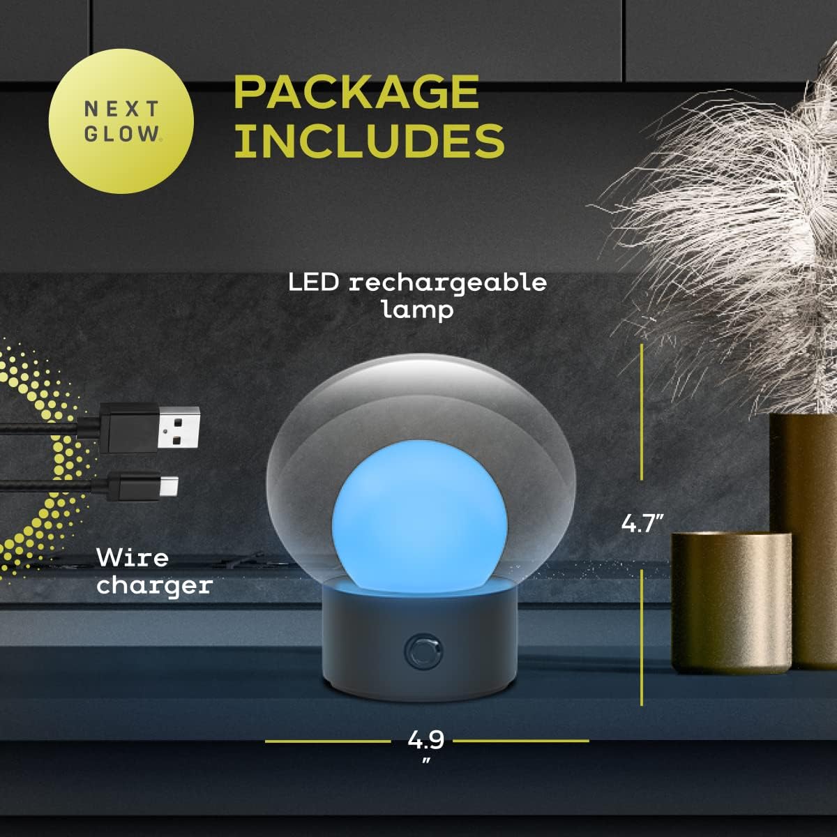 Next Glow Lámpara recargable con pilas, lámpara inalámbrica táctil con ...