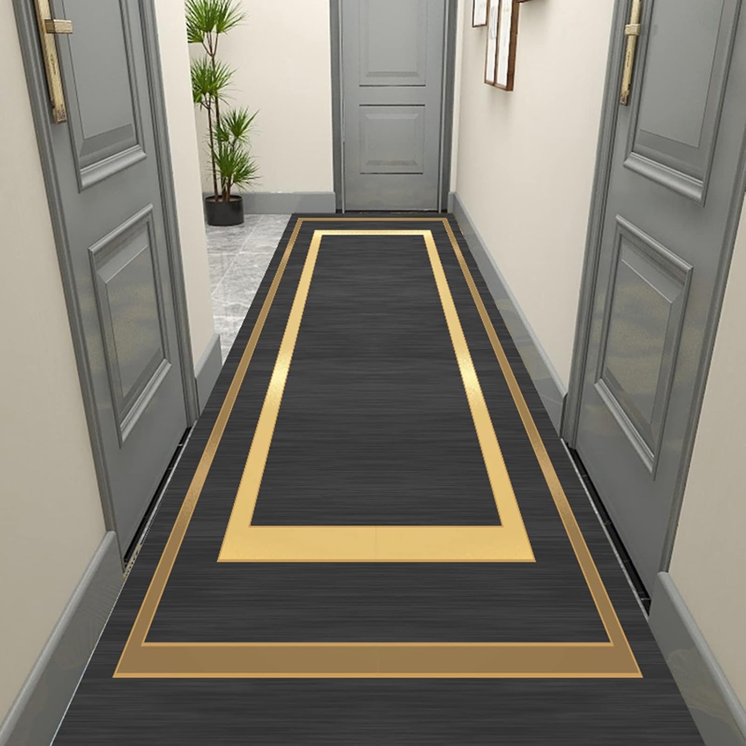 Amazon.com: Runner Rug Nordic Style Black Runner Rug, Narrow Hallway ...