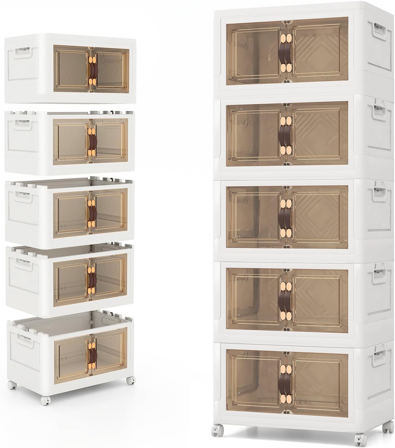 Amazon.com: CLEEMAN 5 Pack Stackable Storage Bins, 83.5 Gal Collapsible ...