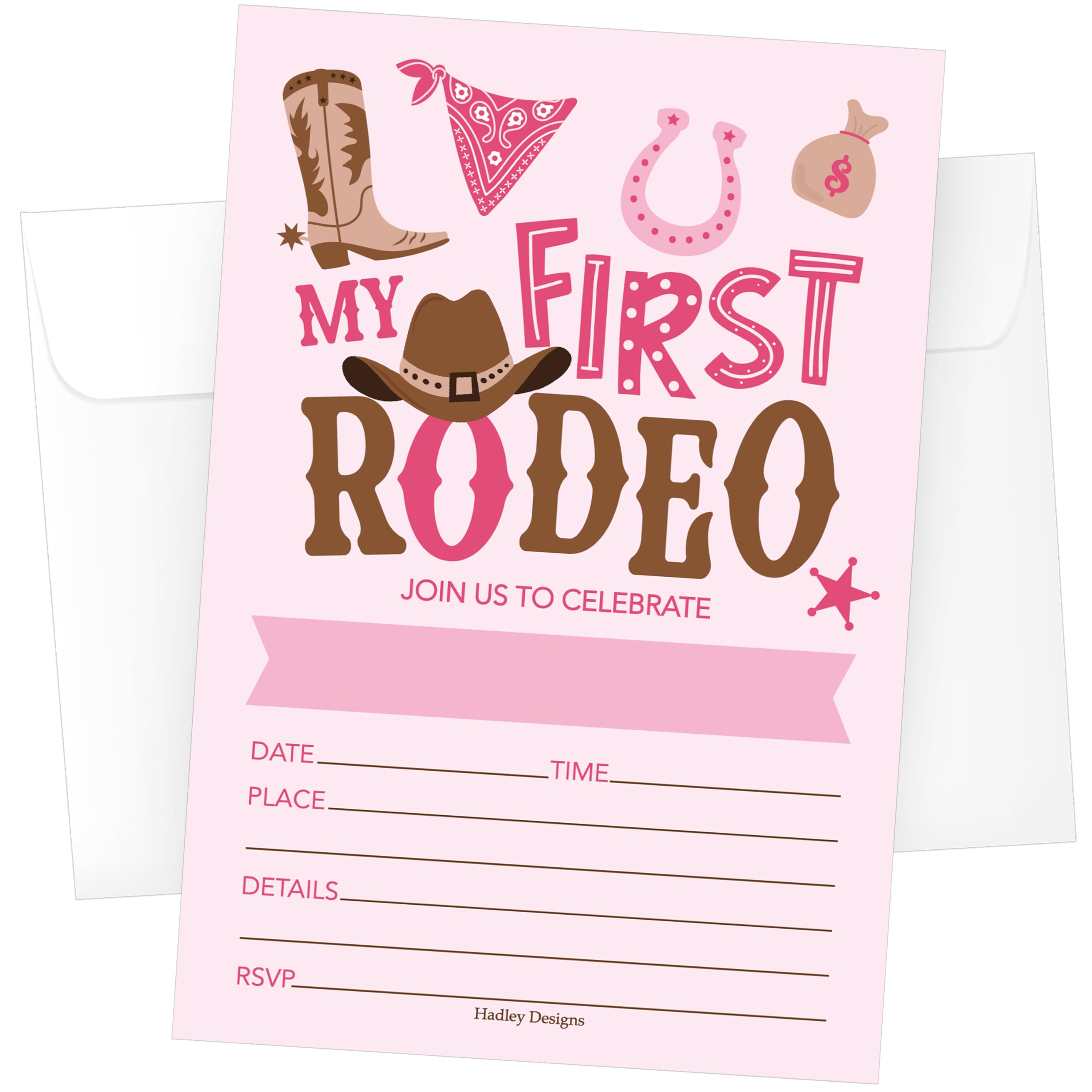 Amazon.com : 15 My First Rodeo Birthday Invitations Girl - 1st Rodeo ...