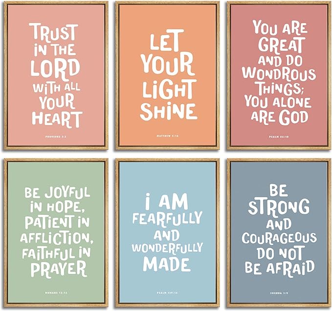 Amazon.com: 6pcs Children's Bible Verse Wall Art Christian Education ...