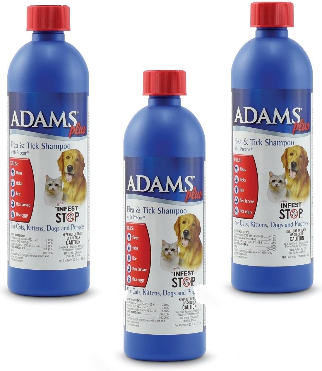 Amazon.com: (3 Pack) Adams Plus Flea and Tick Shampoo with Precor for ...