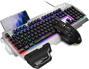 Amazon.com: FEDARFOX Combo de teclado y mouse con cable - Teclado retroiluminado con arco iris ...