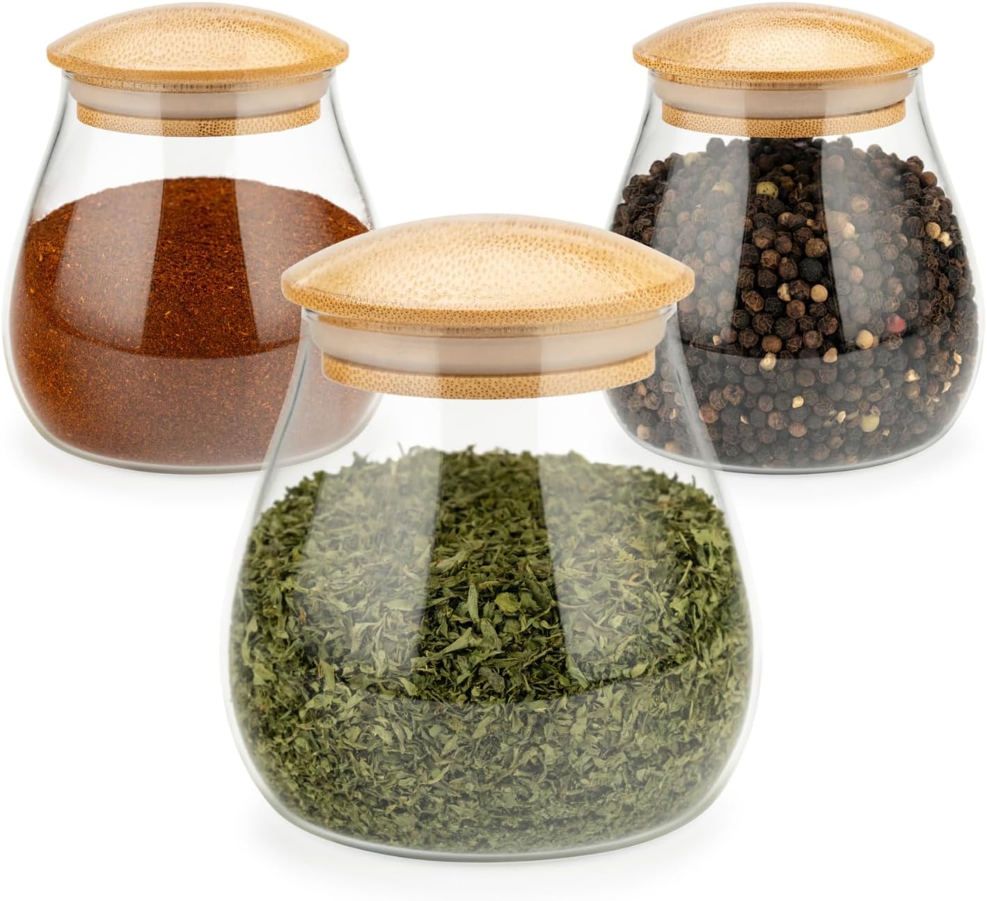 Amazon.com: Set of 3 Small Glass Jars With Lids - Modern Storage ...