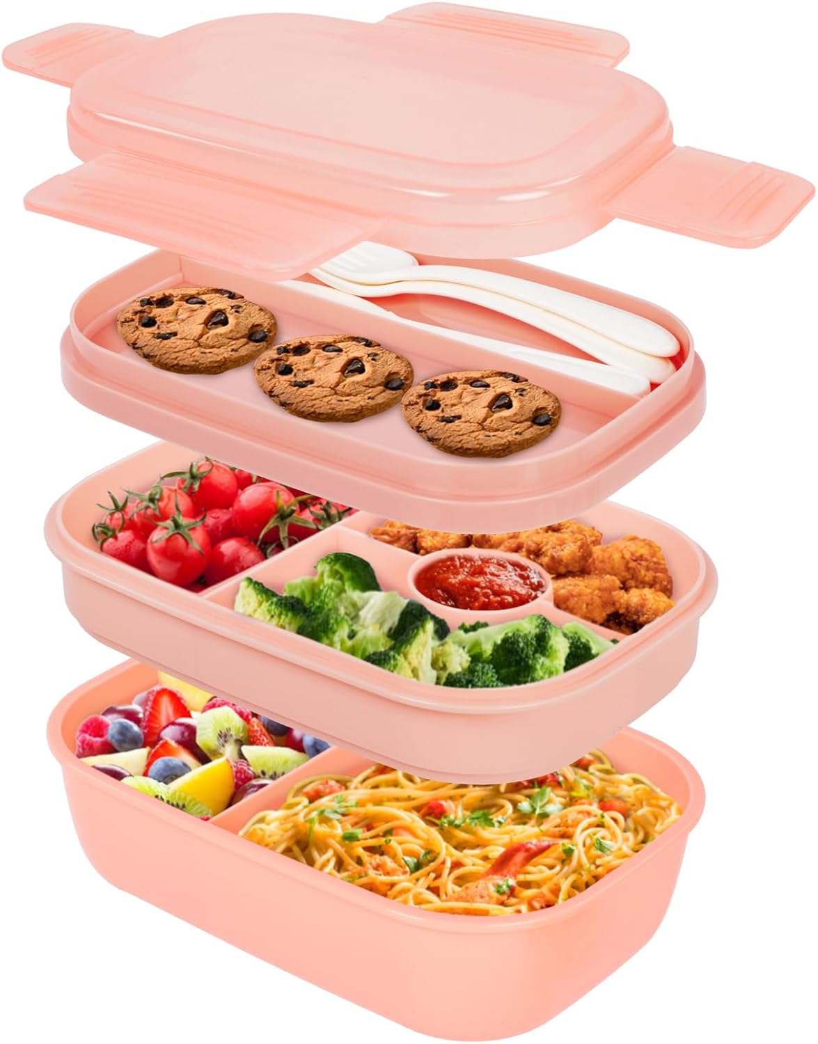 Amazon.com: Puraville 3 Layers Stackable Bento Lunch Box for Kids and ...