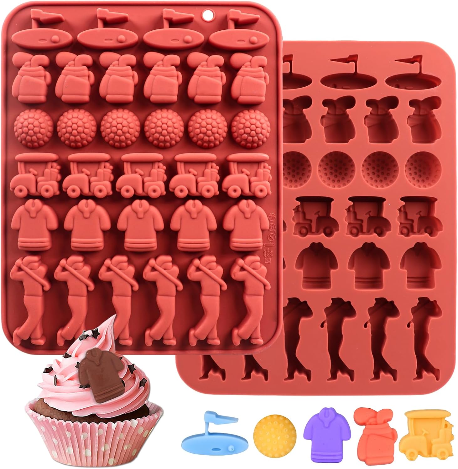 Amazon.com: Hewomate Golf Ball Chocolate Mold, 2 Pack Golf Team Theme ...