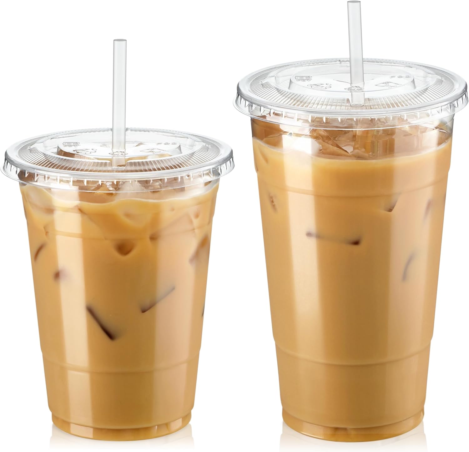 Amazon.com: Fit Meal Prep 16 oz 24 oz Clear Plastic Cups with Flat Lids ...