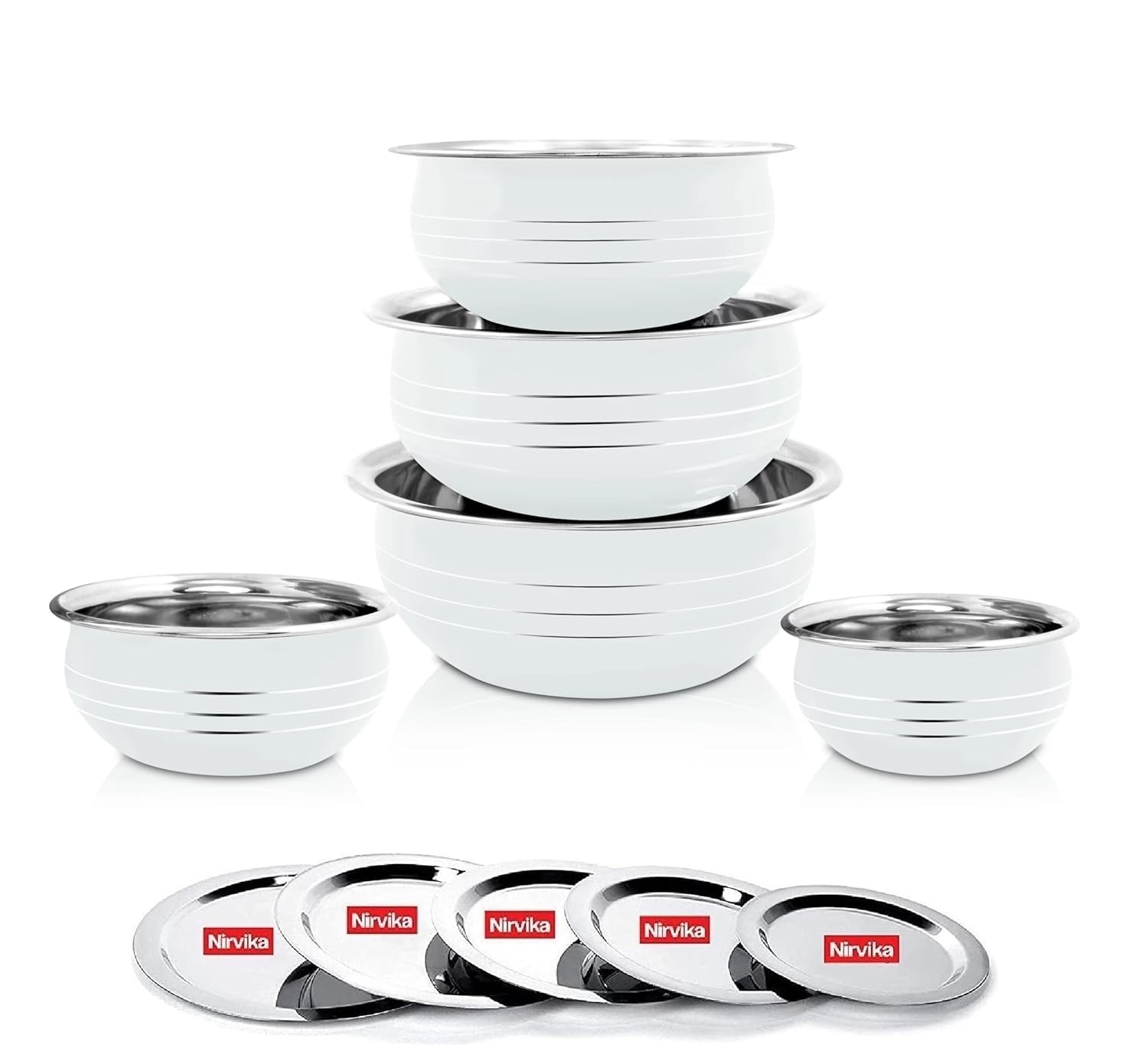 Buy Nirvika Stainless Steel Powder Coating Handi, Cooking Serving Bowl ...