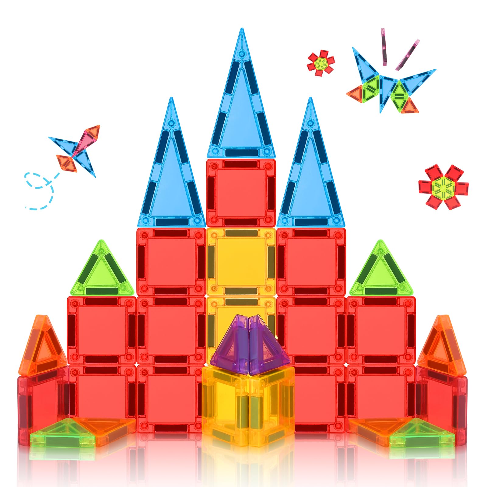 Amazon.com: W WISE BLOCK Magnetic Tiles, Travel Mini Magnetic Tiles ...