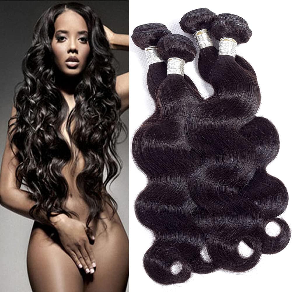 Amazon.com : FW 10A Brazilian Body Wave Bundles 18 20 22 24inches Human Hair Weave Unprocessed ...