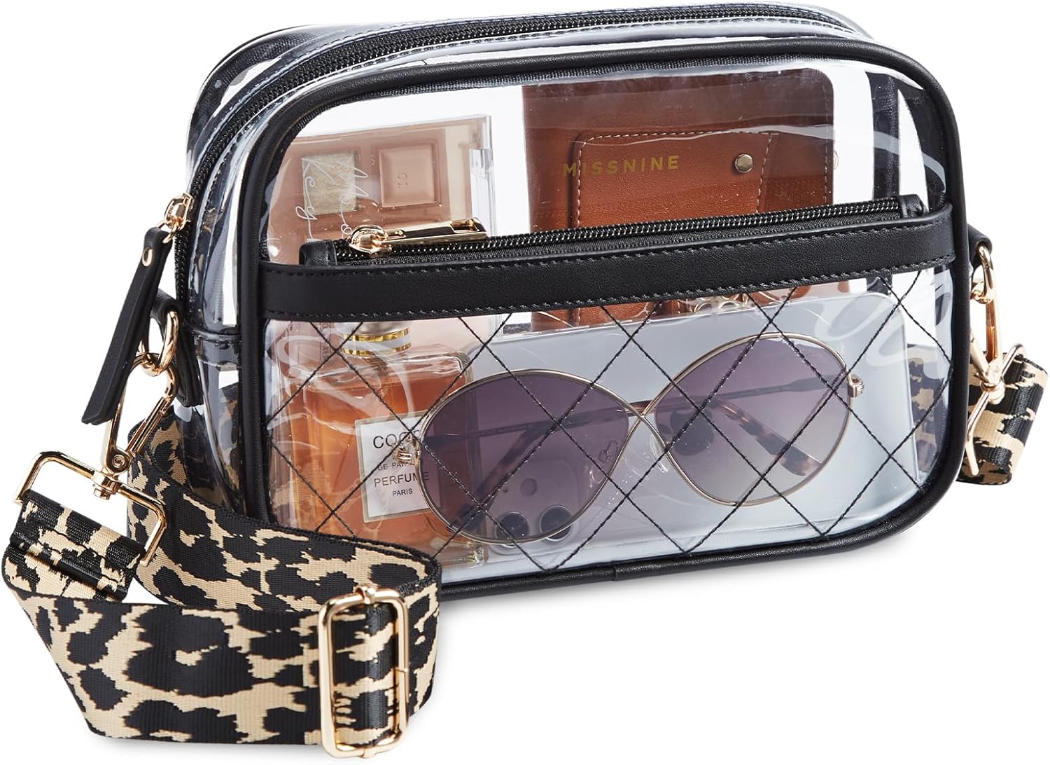 Amazon.com: Missnine Clear Bag for Stadium Events Quilted Clear Purse ...