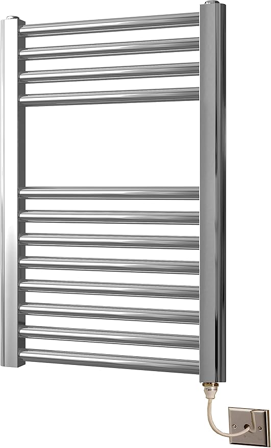 Greened House Electric 400 wide x 600 high Flat Chrome Towel Rail ...