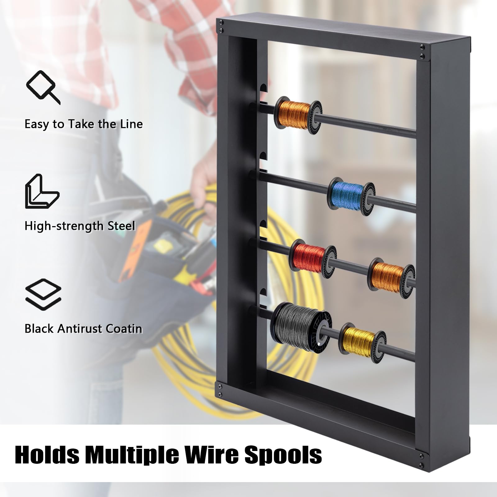 Snapklik.com : ZHAIUPON Wire Spool Rack,Wire Spool Holder Wall Mounted ...