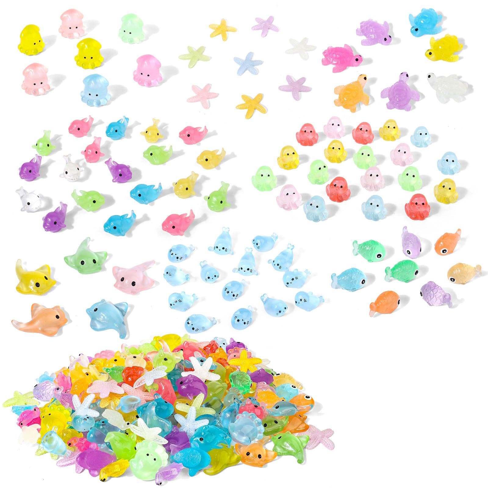 150PCS Mini Luminous Resin Animals, 8 Styles Tiny Resin Ocean Animals ...