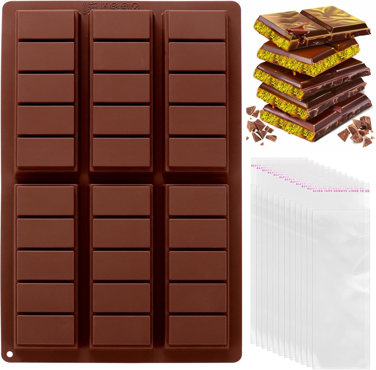 Amazon.com: Mity Rain Chocolate Bar Mold Deep, Silicone Thick Mold for ...