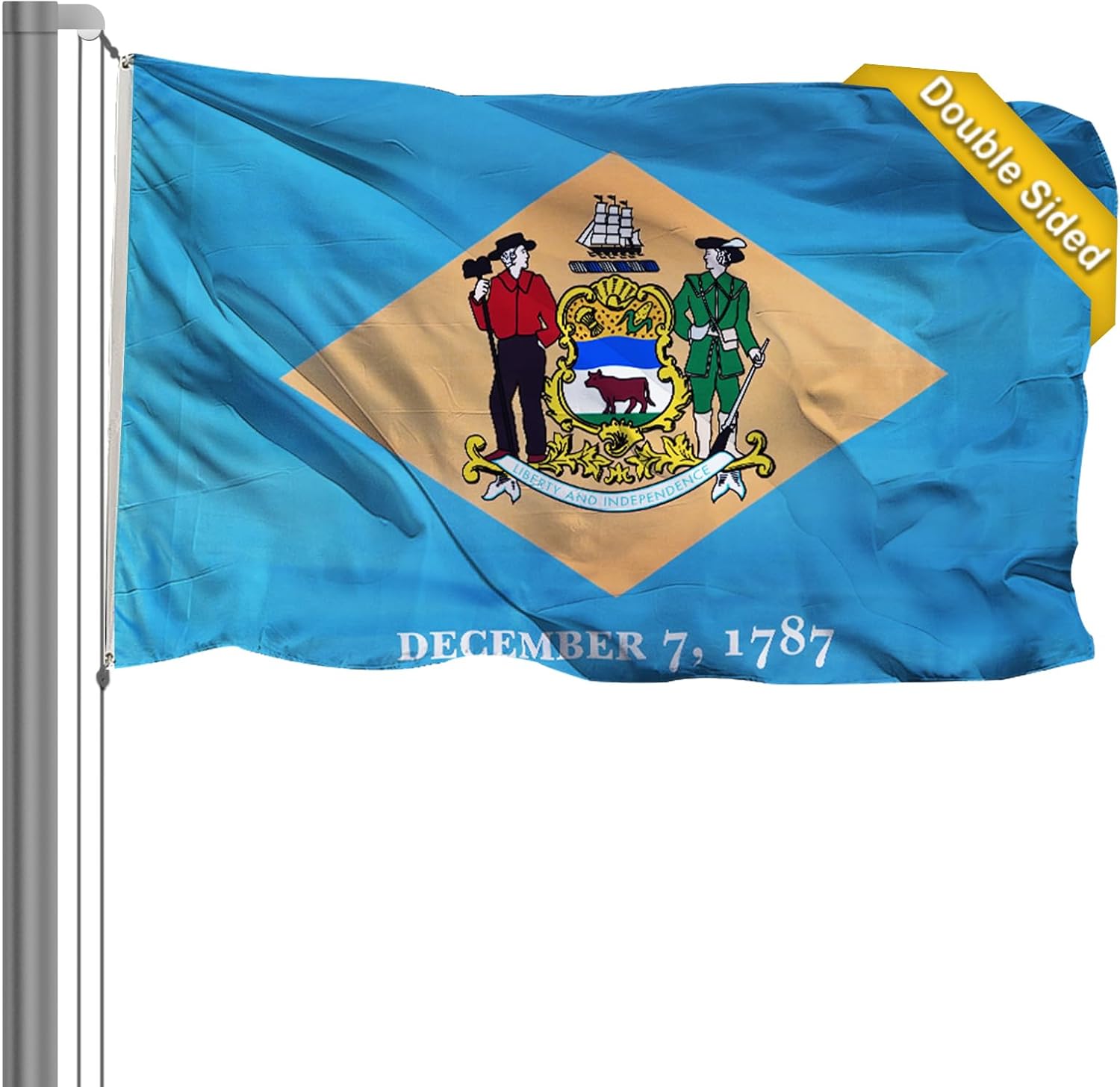Amazon.com : AZCOVER Delaware Flag 3x5 Ft, 3 Ply Double Sided State of ...