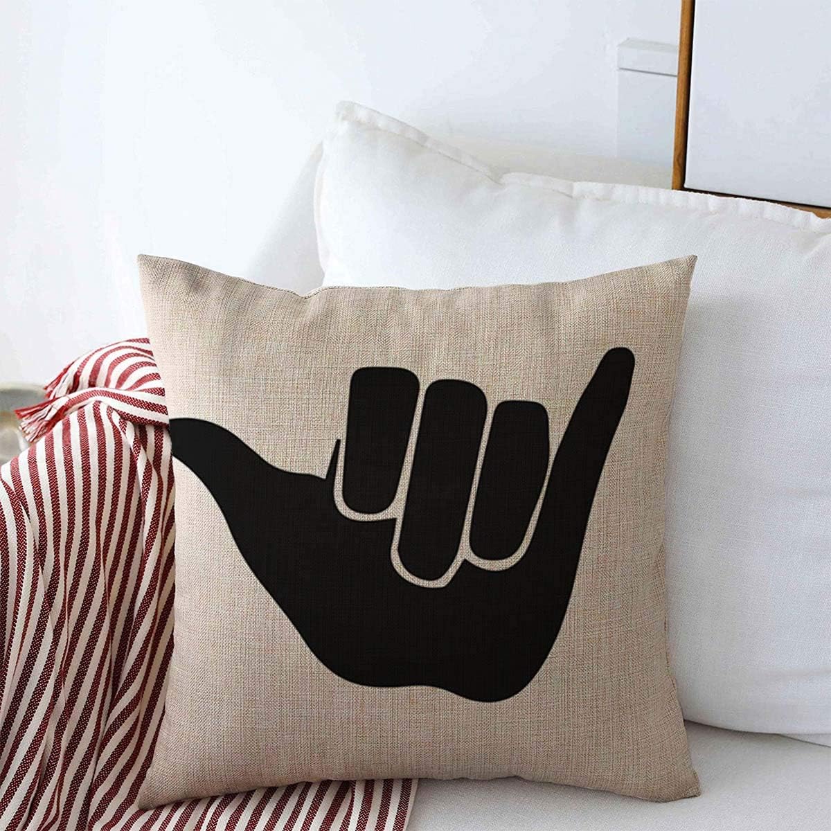 Amazon.com: Throw Pillows Cover 16 x 16 Inches Shaka Hang Finger Fun ...