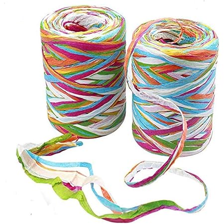 Amazon.com: 3 Rolls Colored Paper String Raffia Ribbon, 80 M/262 Feet ...