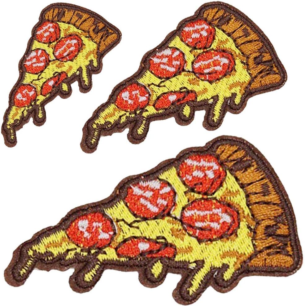 Amazon.com: U-Sky Sew or Iron on Patches | Pizza Slice Embroidered ...