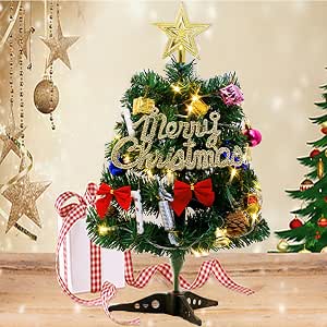 45cm Tabletop Christmas Tree With LED Lights, Artificial Tabletop ...