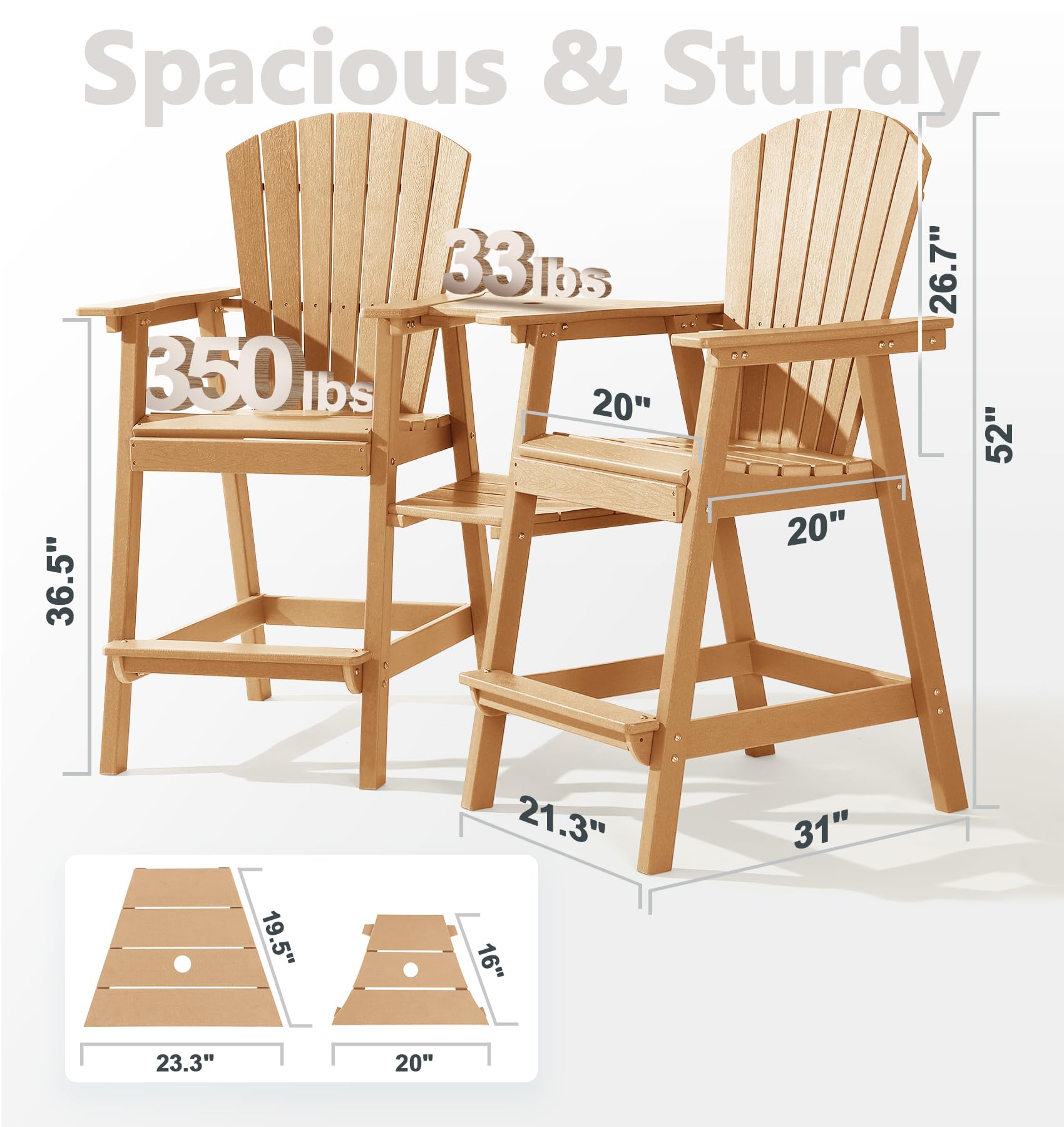 Snapklik.com : PASAMIC Tall Adirondack Chair Set Of 2