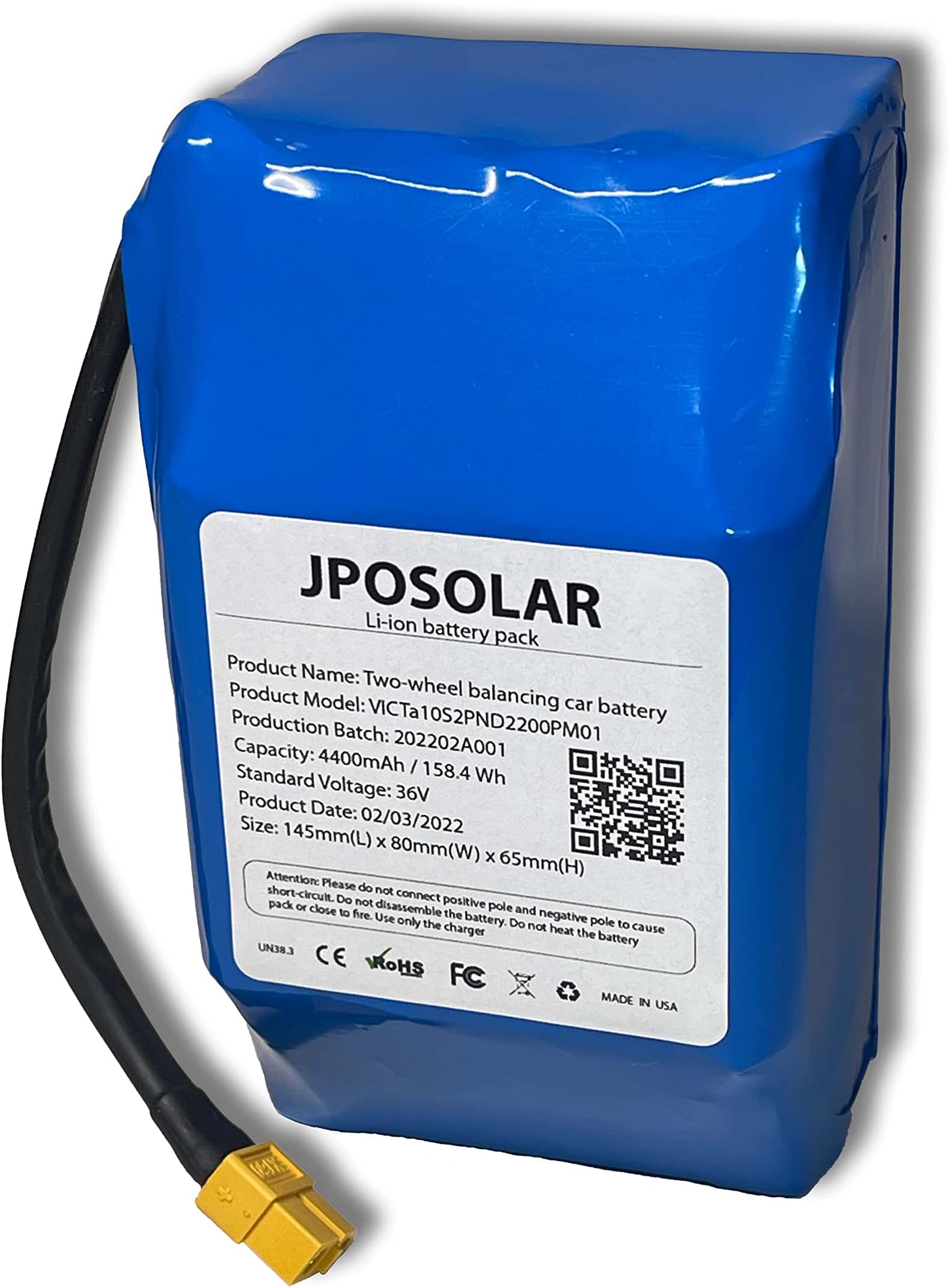 Amazon.com: JPOSolar 36v Lithium Battery 36 Volt 4.4ah 4400mah Battery ...