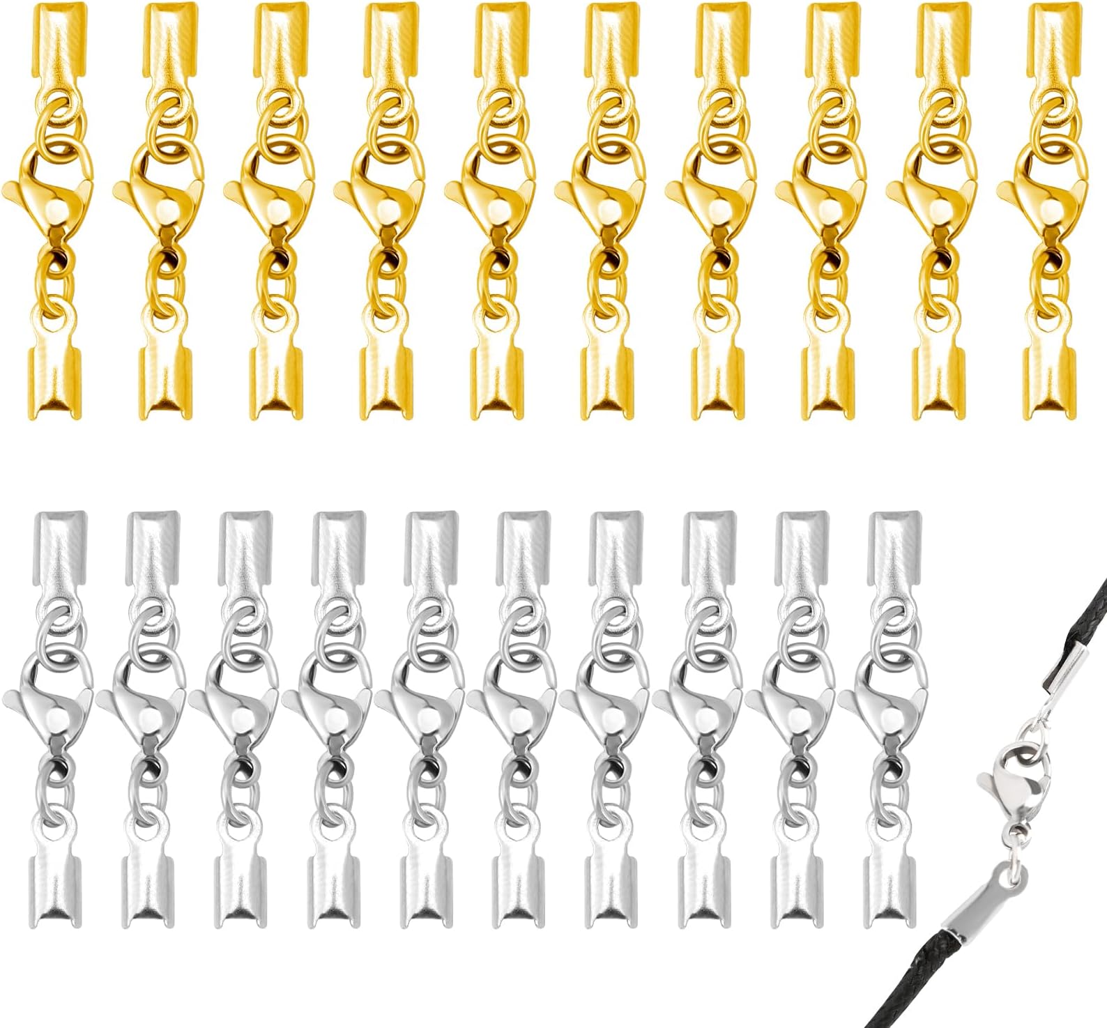 Amazon.com: 36 Sets Fold Over Cord Ends Kit for Jewelry Making Lobster ...