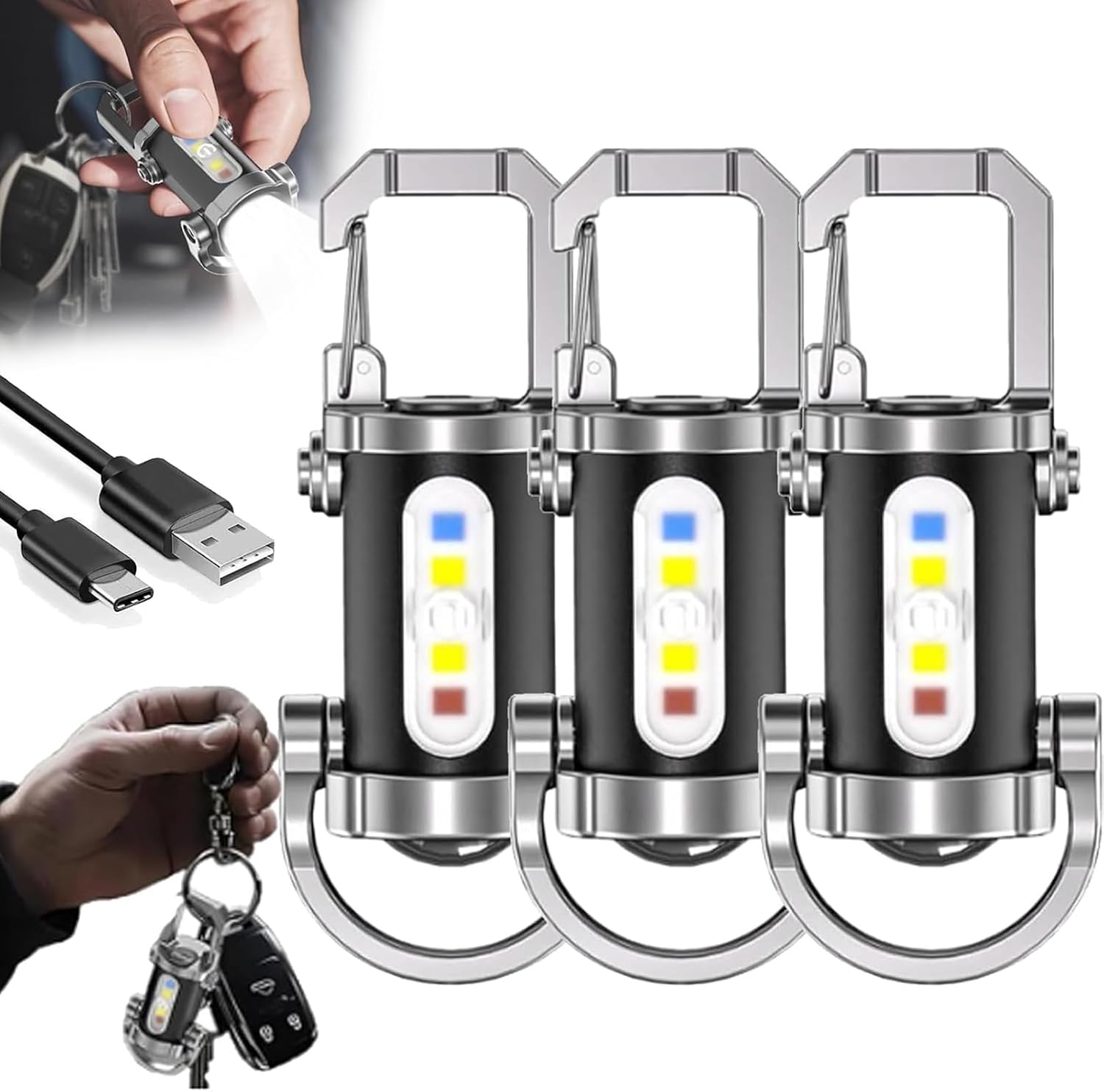 Amazon.com: Portable Rechargeable Bright Keychain Flashlight, 1200lm ...