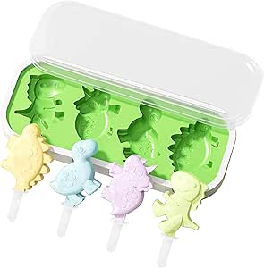 Amazon.com: Dinosaur Popsicles Mold,4 Cavity Silicone Popsicle Molds ...