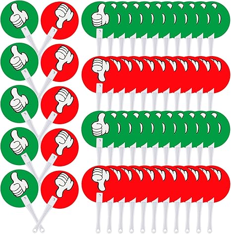 Macarrie 50 Pack Thumbs up Thumbs Down Classroom Voting Paddles Handy ...