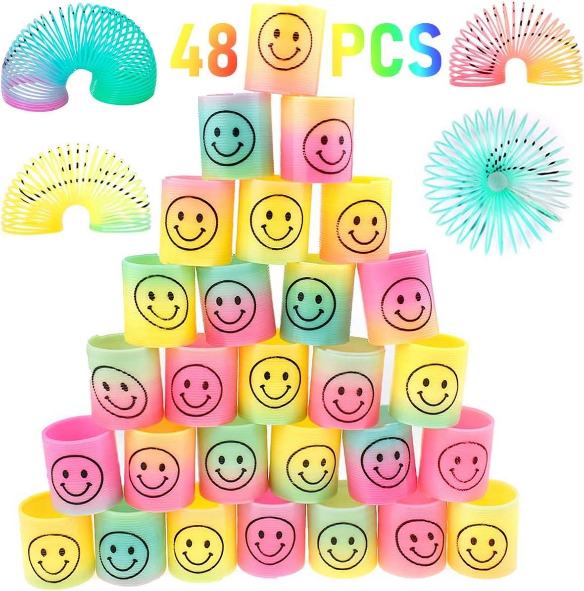 YCQYNHQ 48 Piezas Surtido de Juguetes de Resorte Arcoíris, Resortes de ...