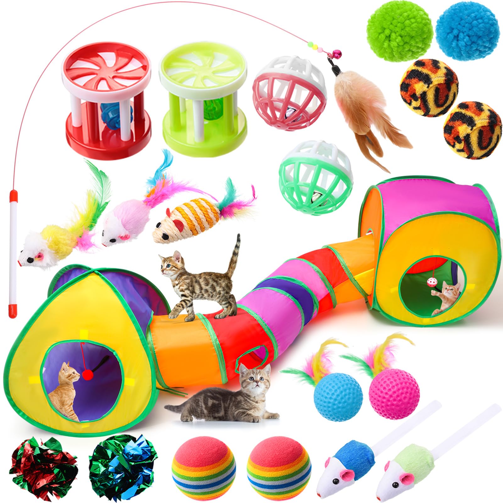 Amazon.com : VercanMonth 21 Pcs Cat Tunnels for Indoor Set, 3 In1 ...