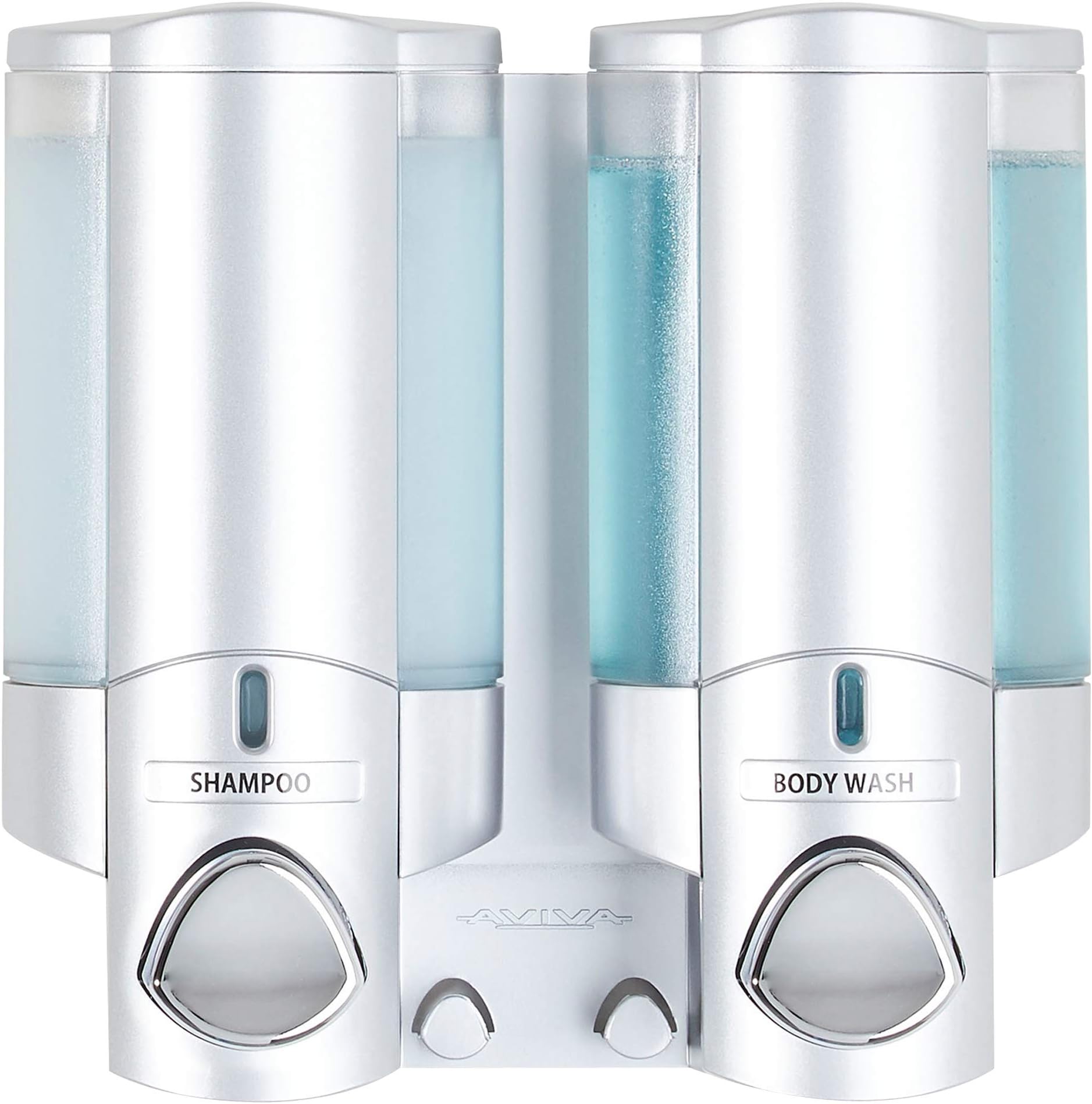 Amazon.com: 2 Chambers Shower Dispenser for Bathroom Wall. Satin Silver ...