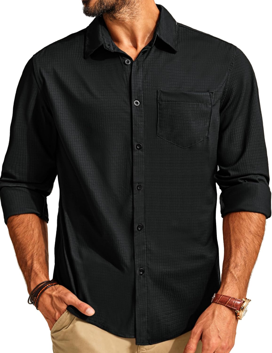 Amazon.com: PJ PAUL JONES Camisa de manga larga con botones para hombre ...