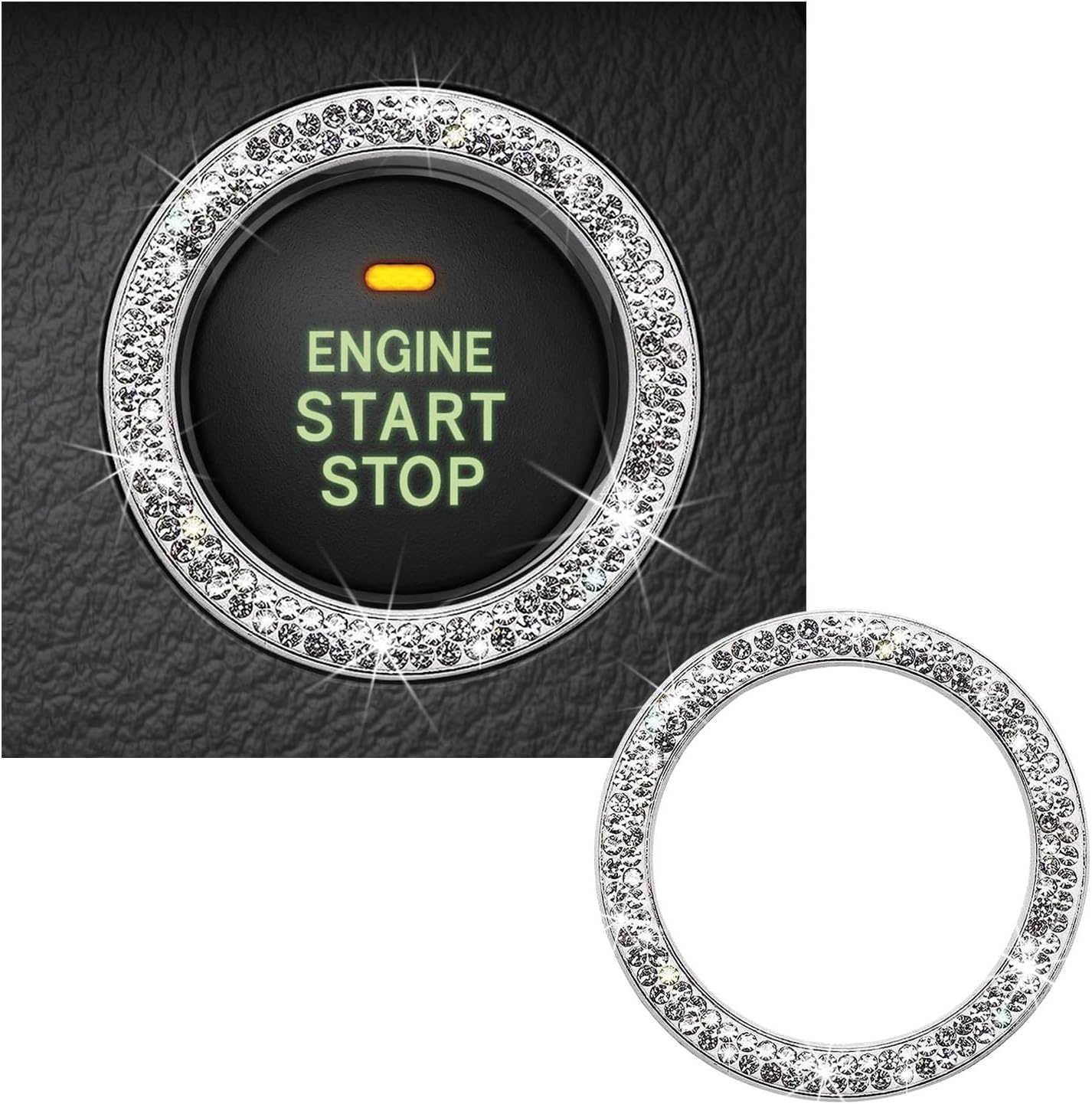 Amazon.com: Kewucn Bling Crystal Double Rhinestone Car Engine Start ...