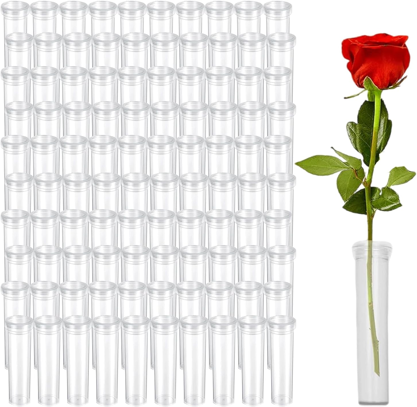 100pcs Floral Water Tubes,3 * 0.7inch Clear Plastic Flower Tubes,Flower ...