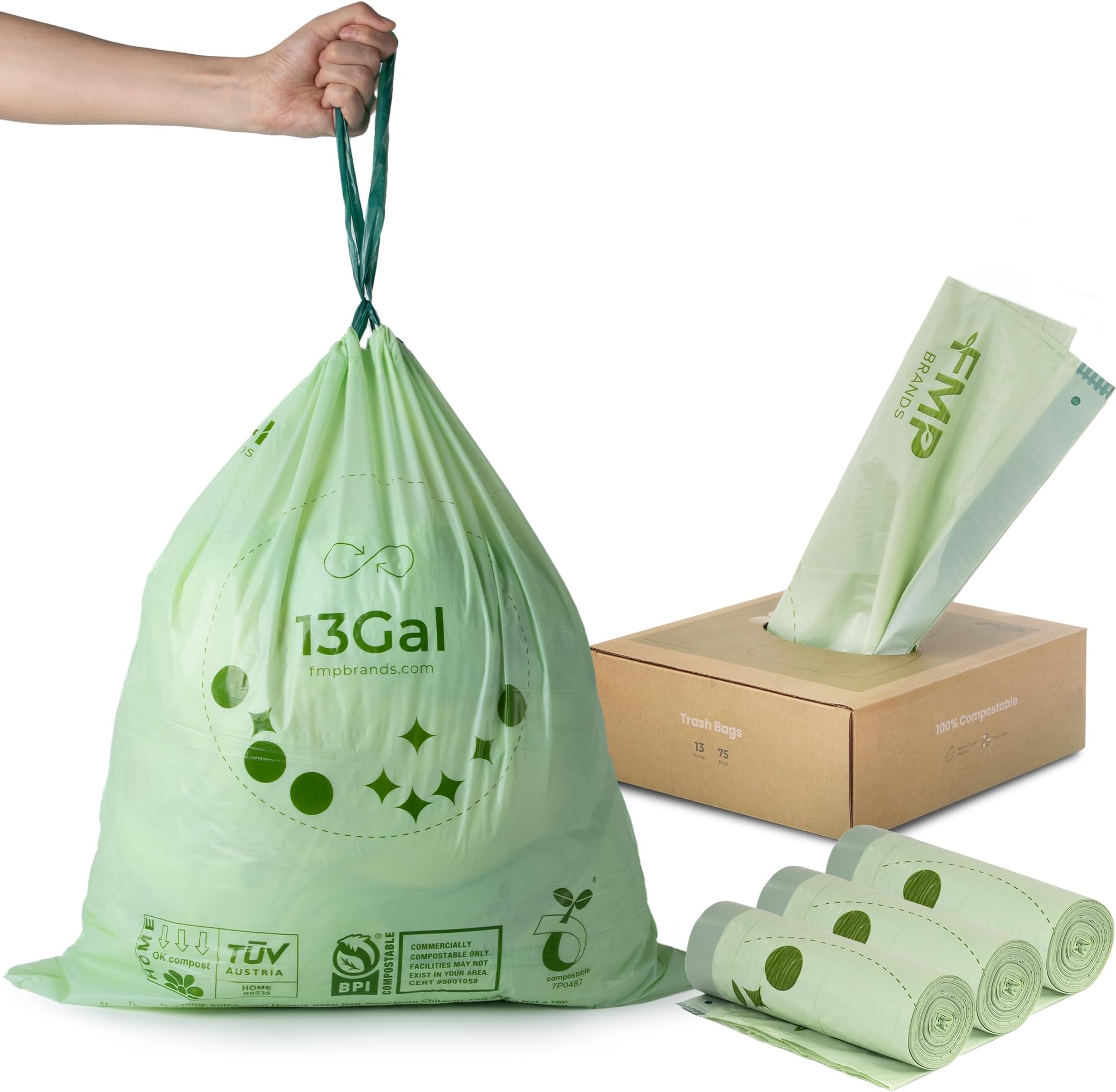 Amazon.com: HoldOn 13-Gallon Trash Bags – Plant-based Tall Kitchen ...