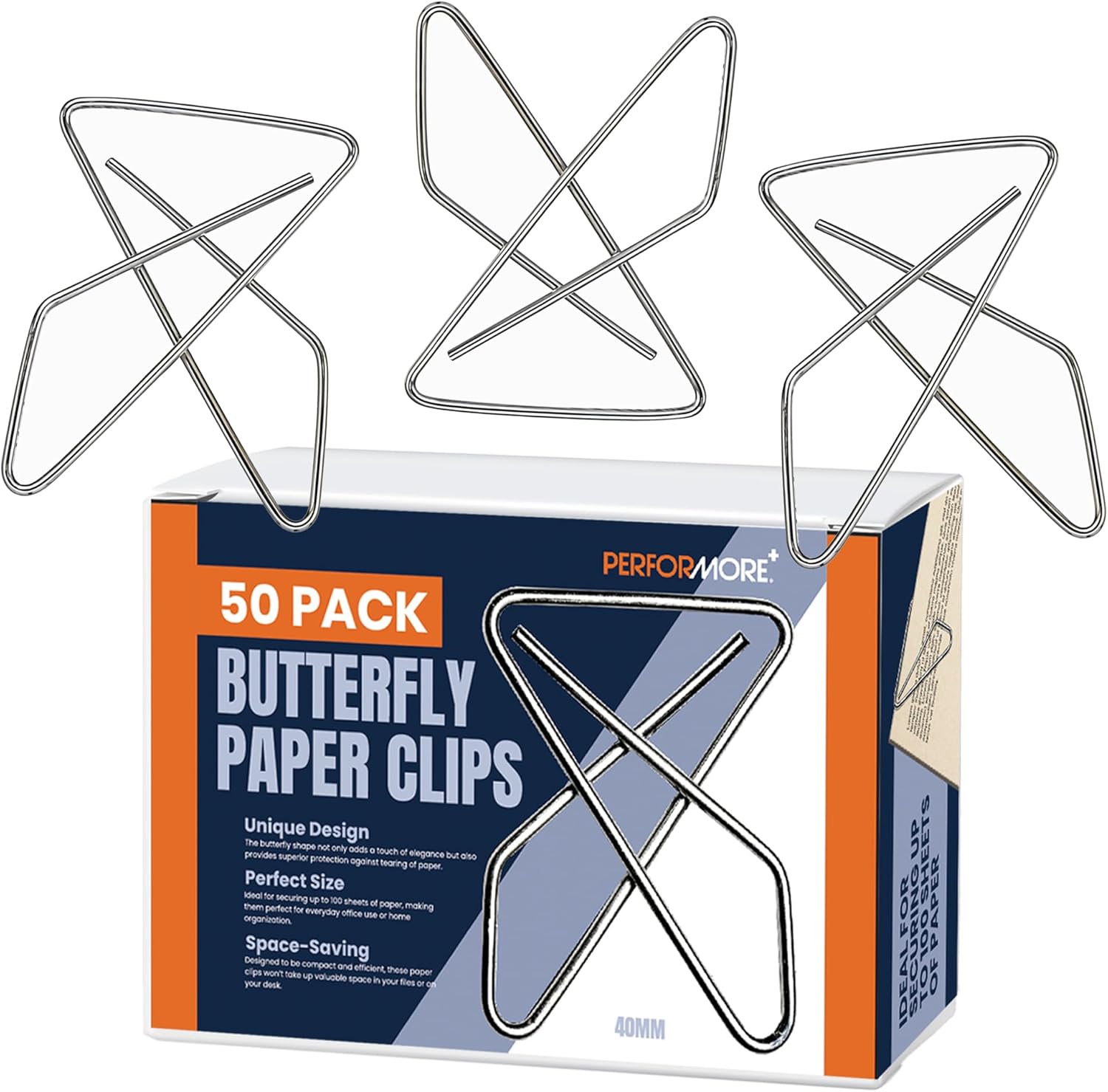 Amazon.com : Performore Butterfly Paper Clips | 1.4mm Thick | 1.6 x 1.2 ...