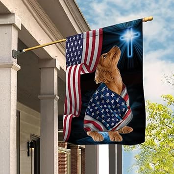 Amazon.com : American-Flag Cocker Spaniel Dog Standing Under Cross ...