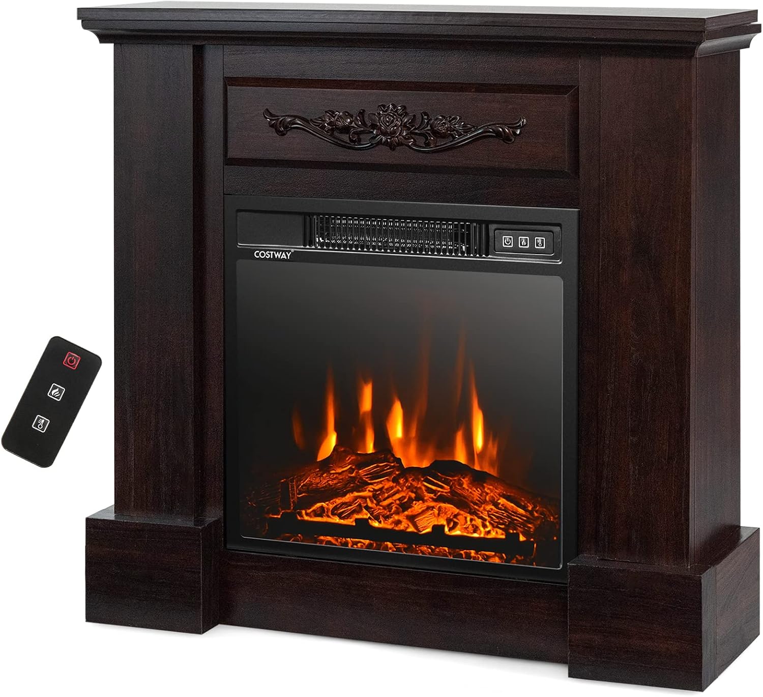 Amazon.com: COSTWAY 32 Inch Electric Fireplace with Mantel, 1400W ...