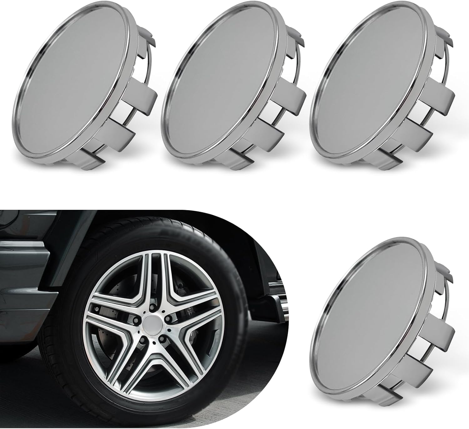 Amazon.com: leechio 4 PCS Car Center Caps for Rims, Rust Resistant ...