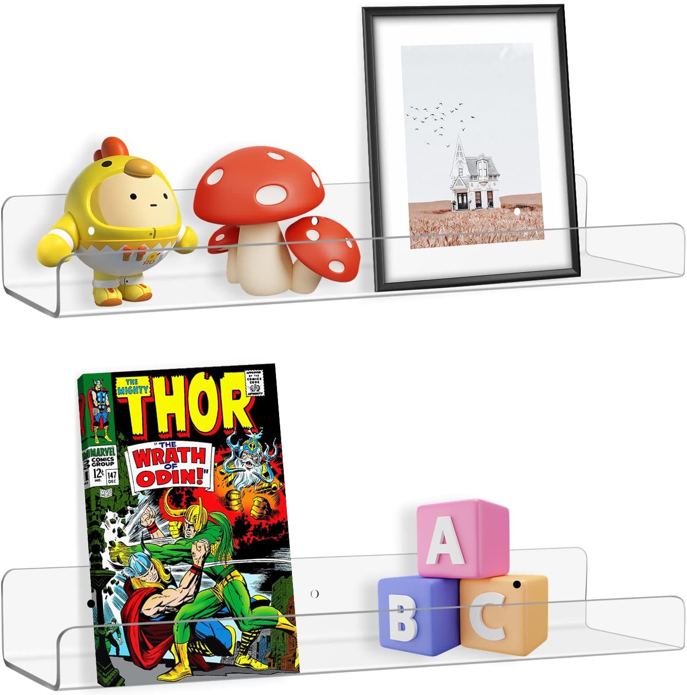 Amazon.com: Ludery Acrylic Shelves for Wall, 15" Acrylic Floating ...