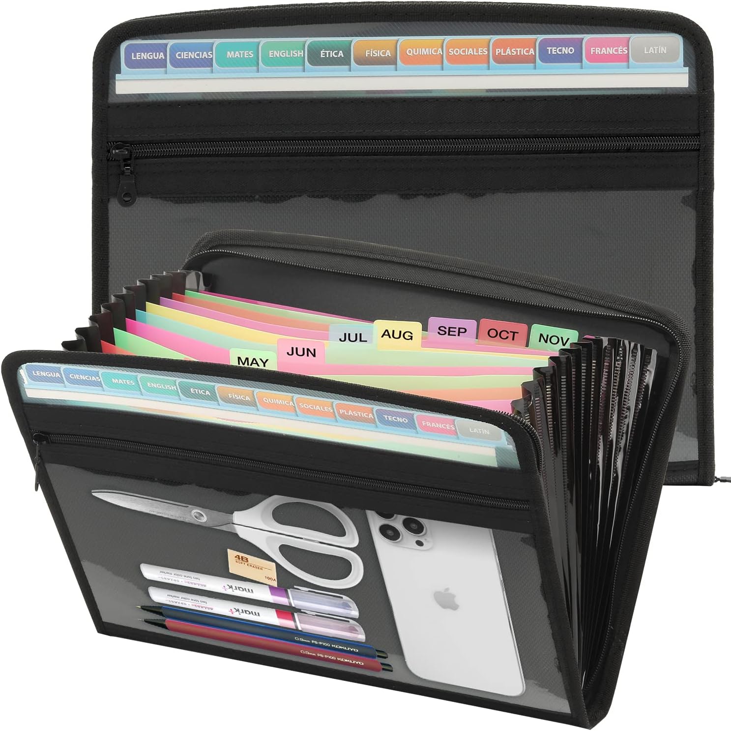 Amazon.com : Mukawa 13 Pocket Expanding File Folder, Zippered Accordion ...