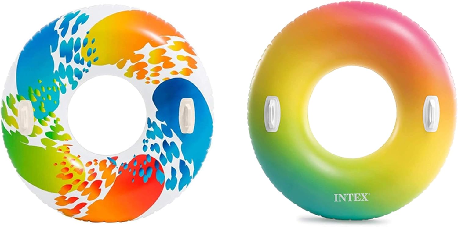 Intex 58202 Inflatable Giant Whirl Tube Swim Ring, Multicoloured, 48 ...