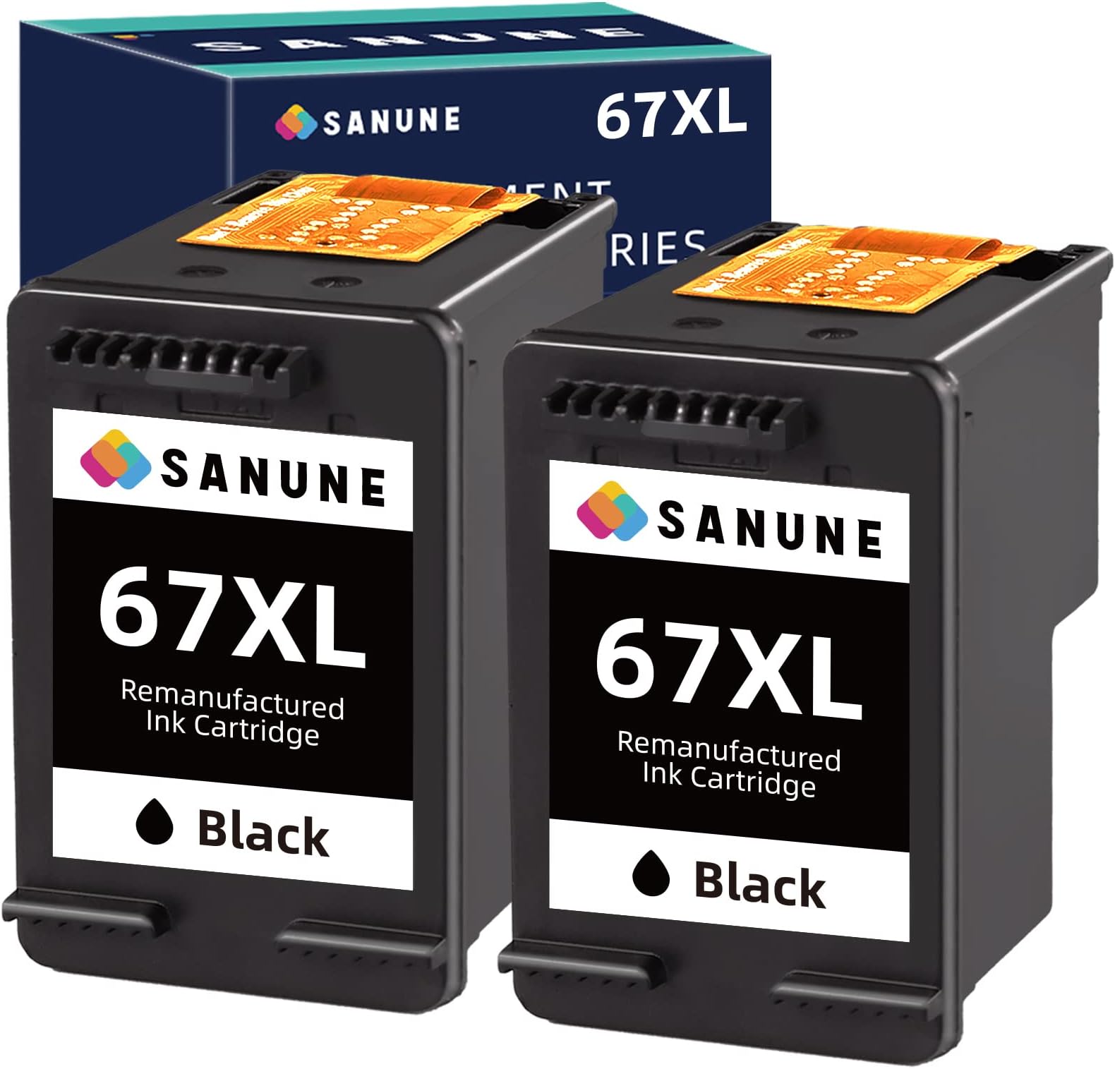 SANUNE 67XL Ink Cartridge Black Remanufactured for HP 67 67XL Ink ...