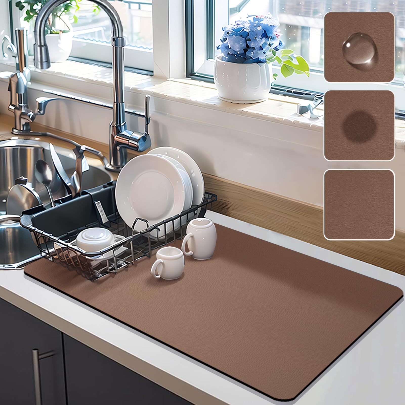 Amazon.com: Dish Drying Mat for Kitchen Counter, 24"x16" Dish Drying ...